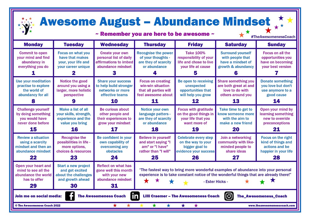 The Awesomeness Calendar | The Awesomeness Coach